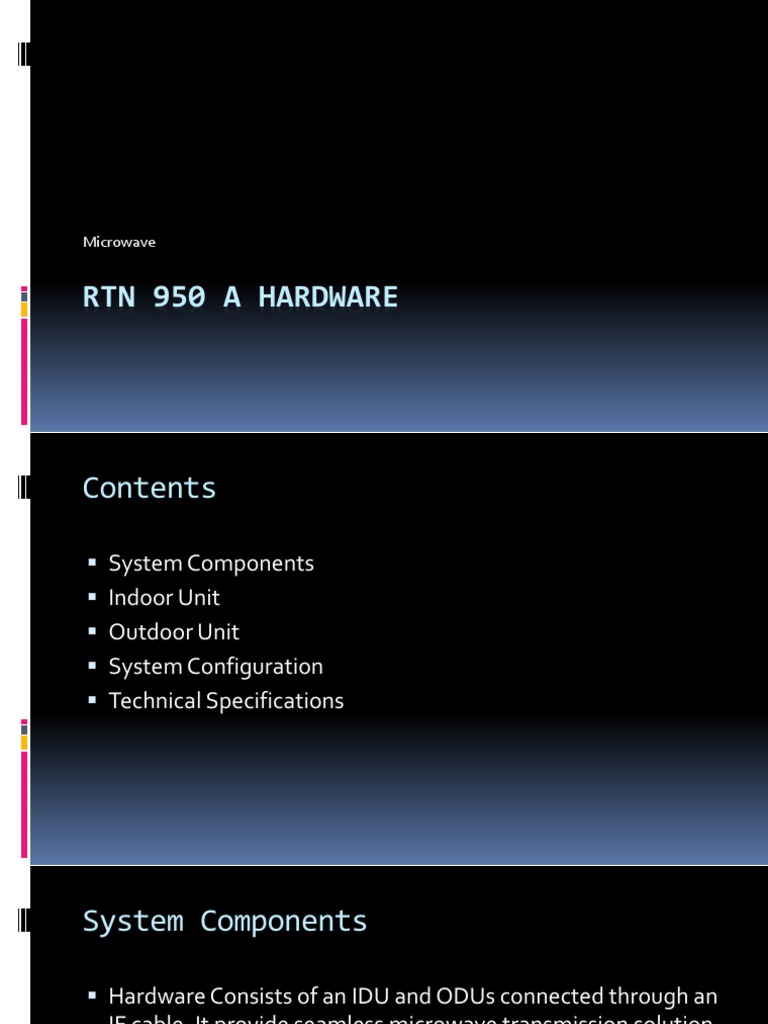 Presentation RTN 950 A Hardware | PDF | Ethernet | Antenna (Radio)