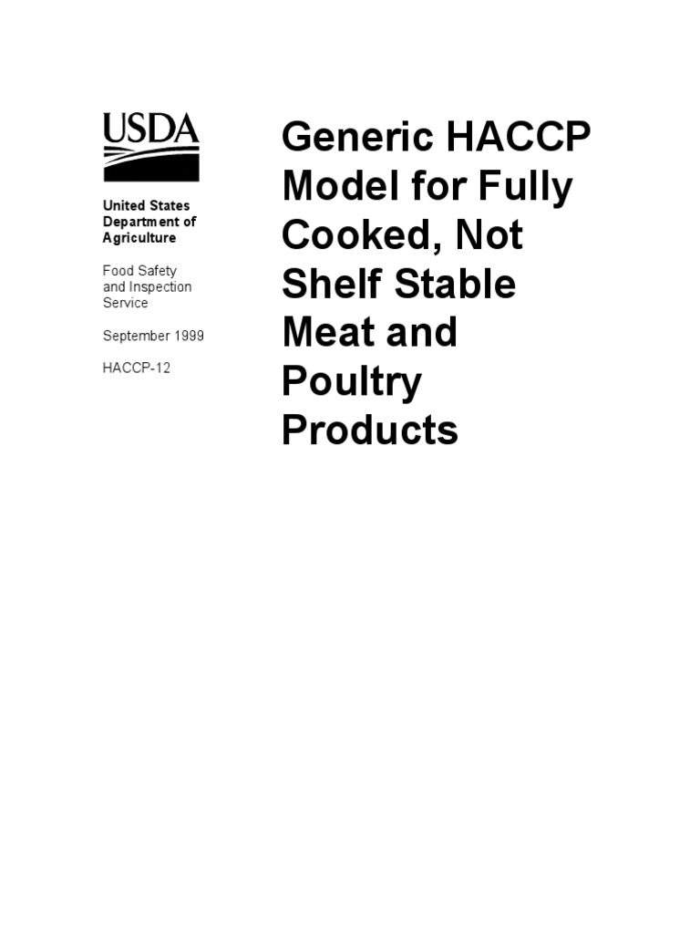 Generic HACCP Model For Fully Cooked, Not Shelf Stable Meat and Poultry ...