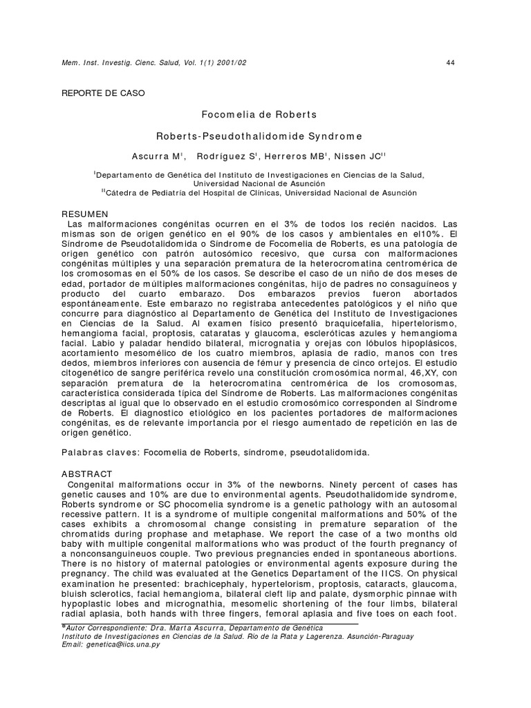 Focomelia | PDF | Cariotipo | Ciencias de la Salud