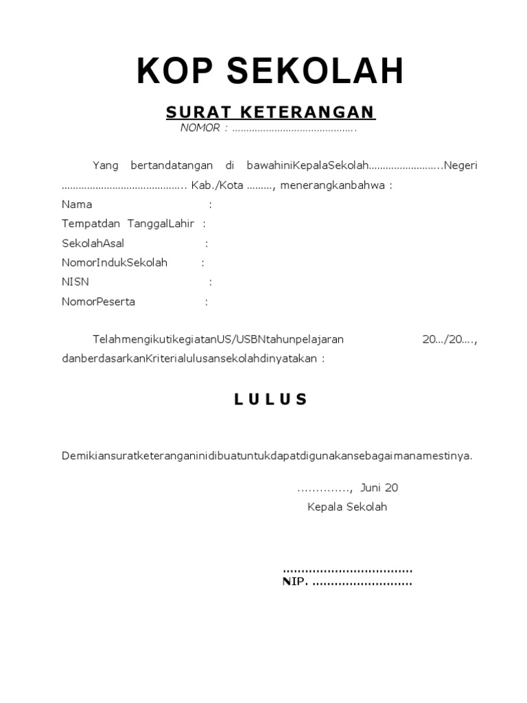 Contoh Surat Kelulusan | PDF