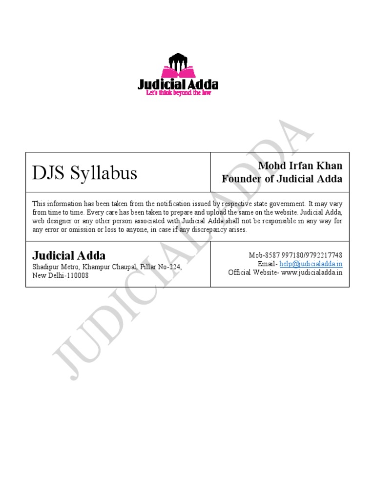 DJS Exam Syllabus Overview 2018 | PDF | Test (Assessment) | Evidence (Law)