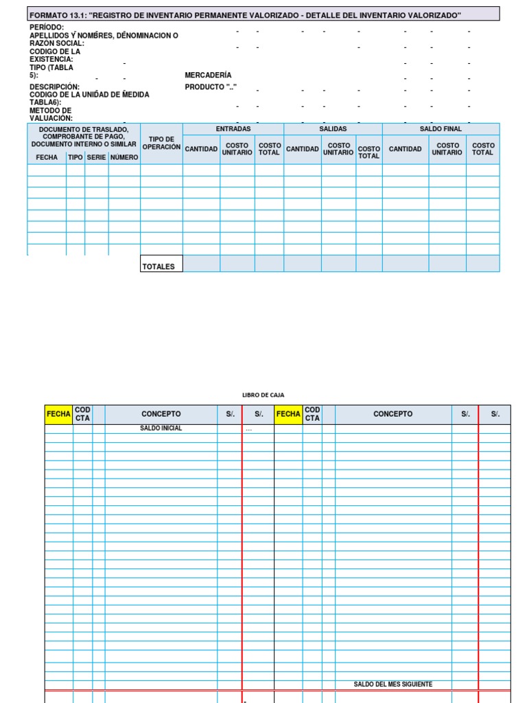Formatos de Contabilidad | PDF | Bancos | Inventario