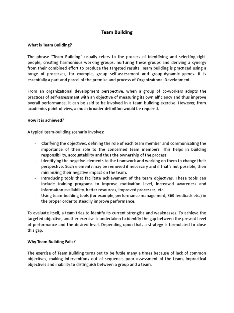 Team Building | PDF | Team Building | Leadership