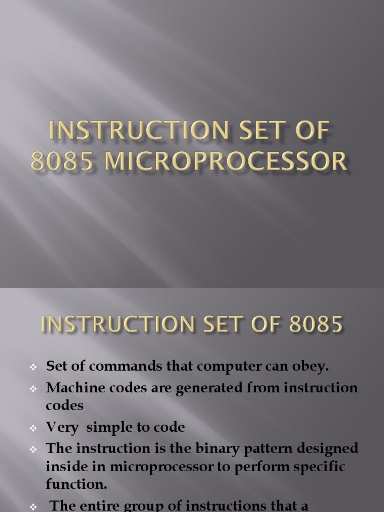 Instruction Set of 8085 Microprocessor | PDF | Central Processing Unit | Computer Engineering