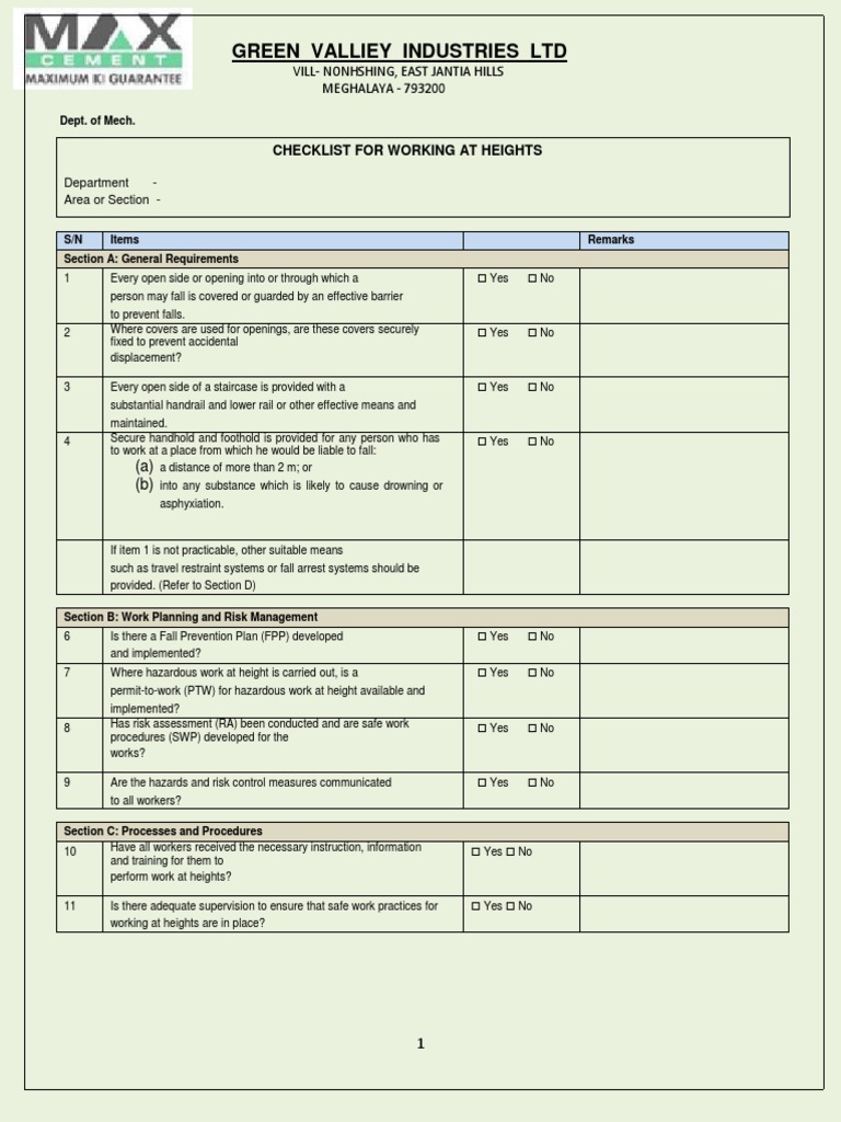 1 WAH Checklist | Download Free PDF | Prevention | Safety