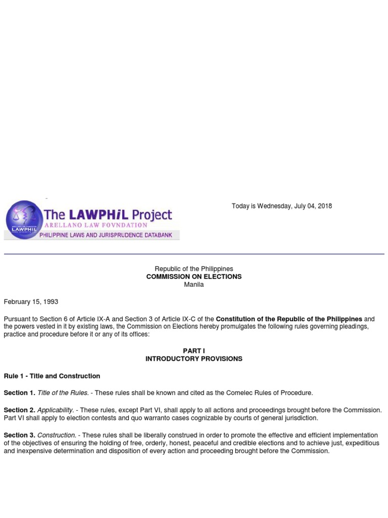 Comelec Rules | PDF | Intervention (Law) | Judgment (Law)