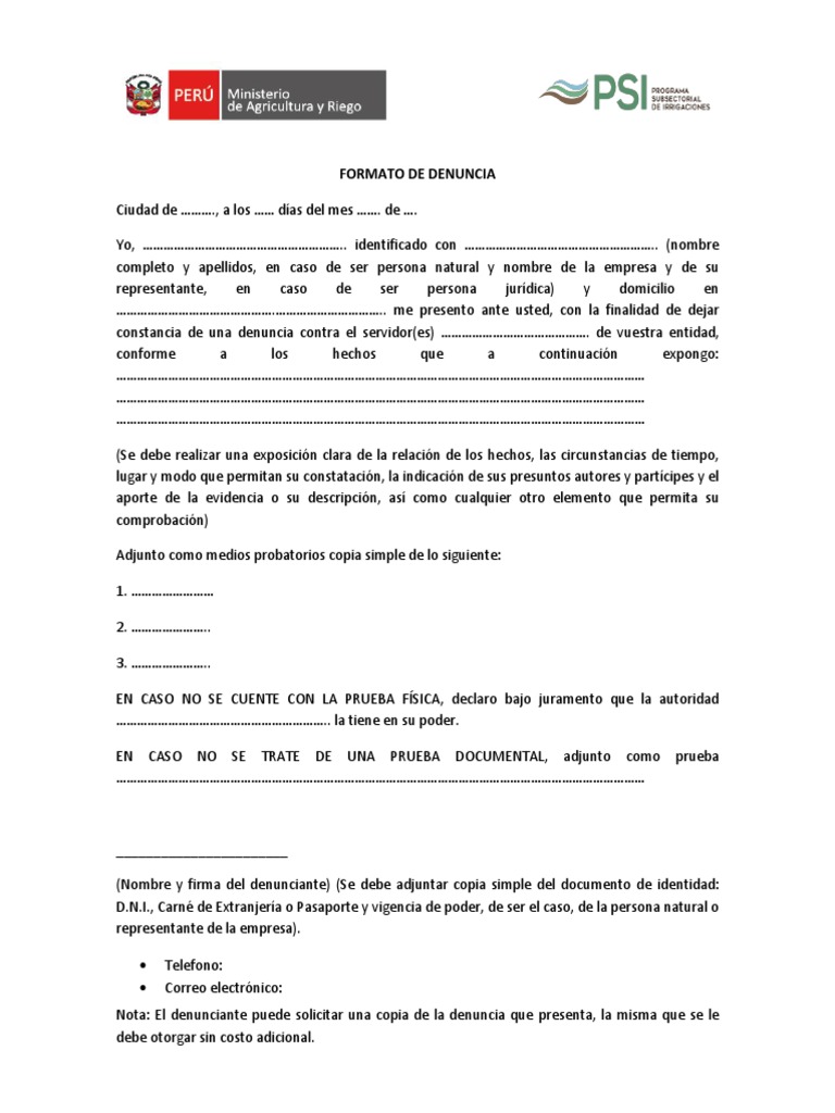 Formato de Denuncia | PDF