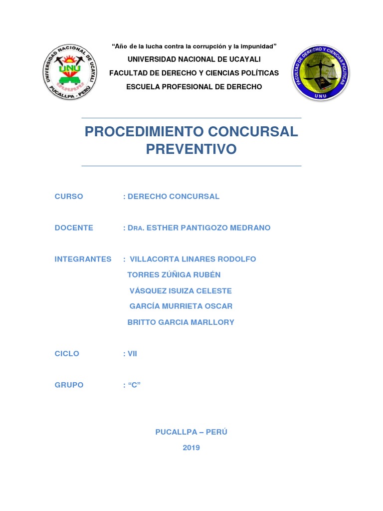 Procedimiento Concursal Preventivo Final | PDF | Bancarrota | Bienes (Ley)