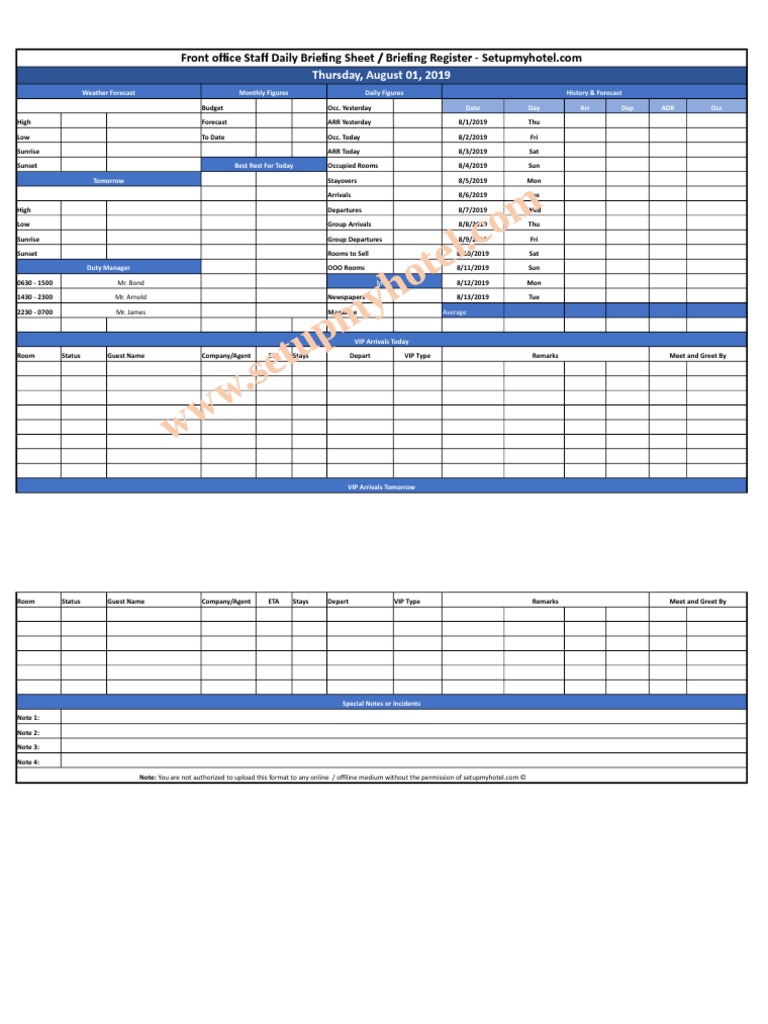 Front Office Briefing Sheet Sample1 | PDF | Earth Phenomena | Sun