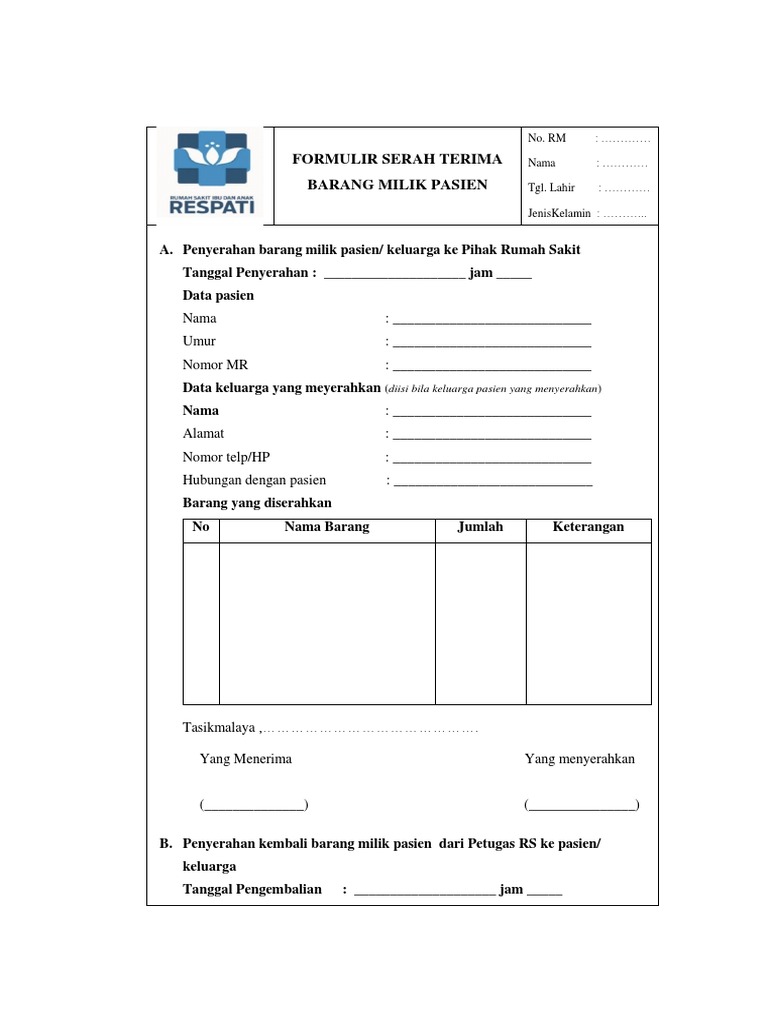 Form Serah Terima Barang | PDF