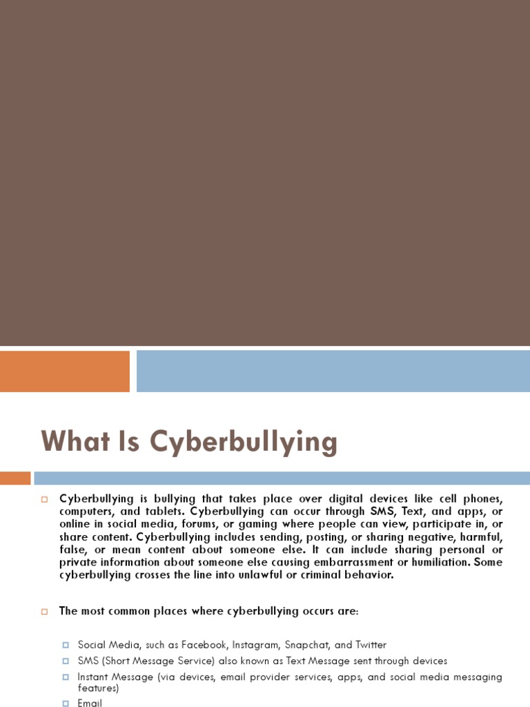 PPT-Cyber Bullying | PDF | Cyberbullying | Text Messaging
