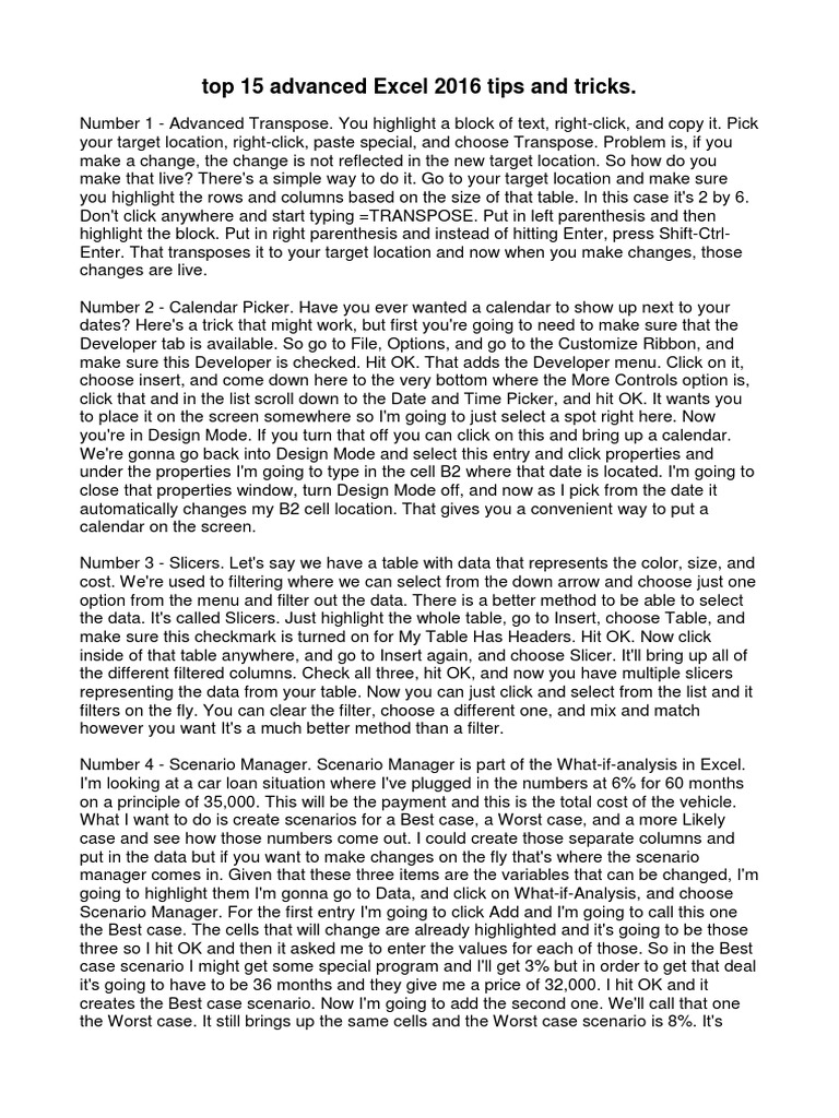 Top 15 Excel Tricks | PDF | Spreadsheet | Microsoft Excel