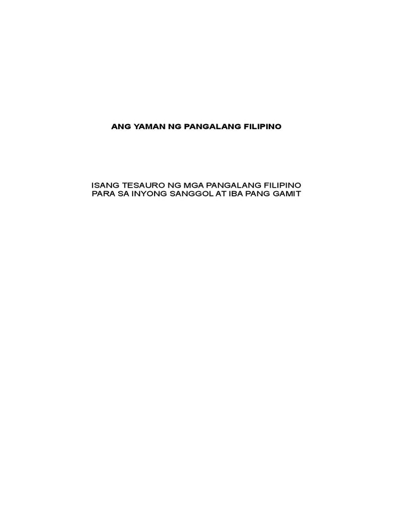 ISANG TESAURO NG MGA PANGALANG FILIPINO | PDF | Tagalog Language