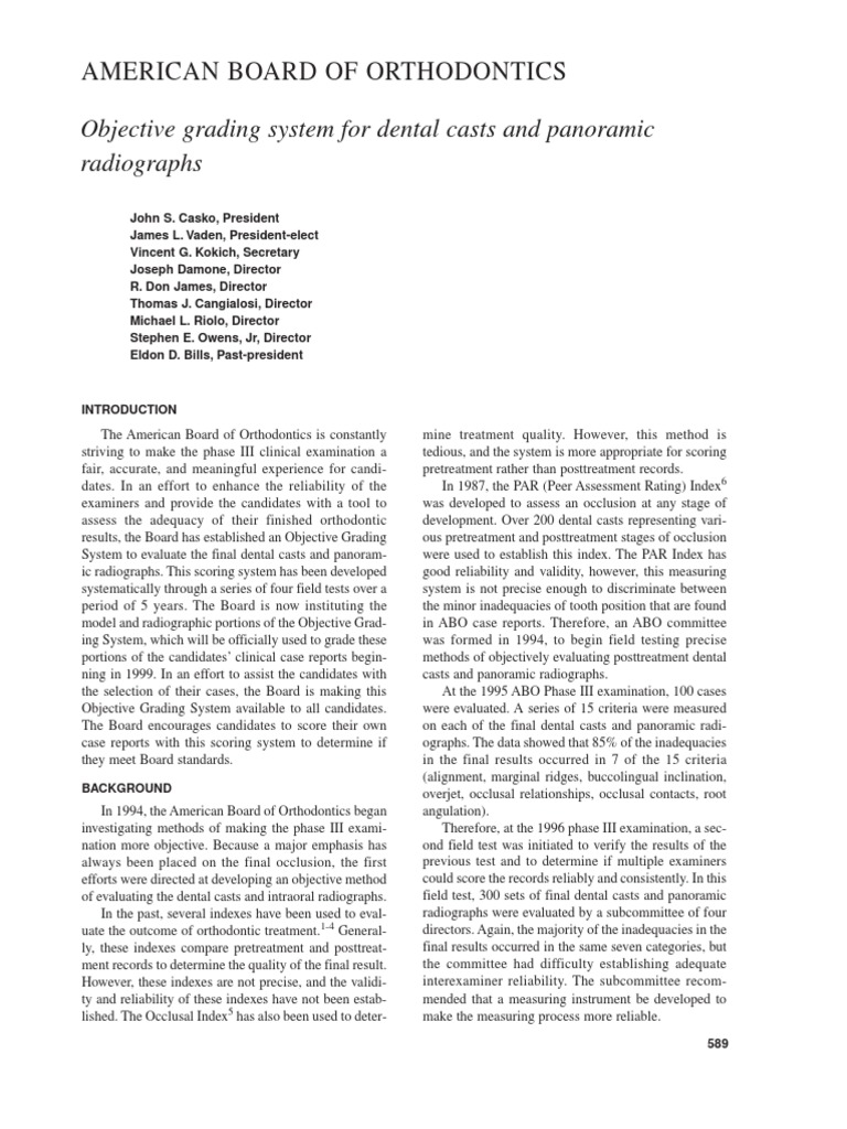 ABO Objective Grading System Guide | PDF | Orthodontics | Mouth