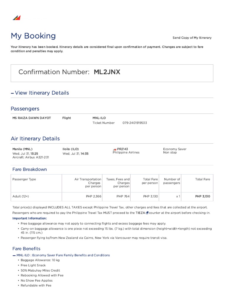 My Booking: Confirmation Number: ML2JNX | PDF | Passport | Travel Visa