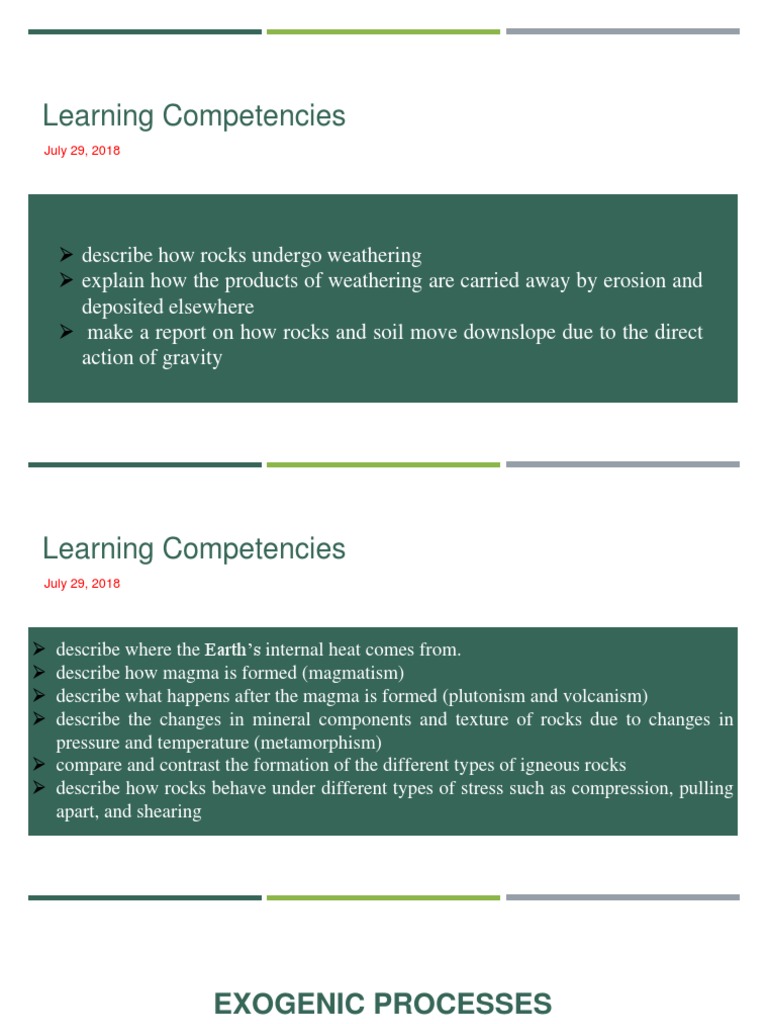 EXOGENIC-AND-ENDOGENIC-PROCESSES.pptx | Weathering | Rock (Geology)