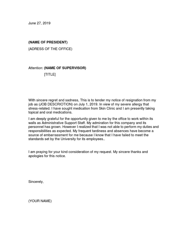 Resignation Sample | PDF