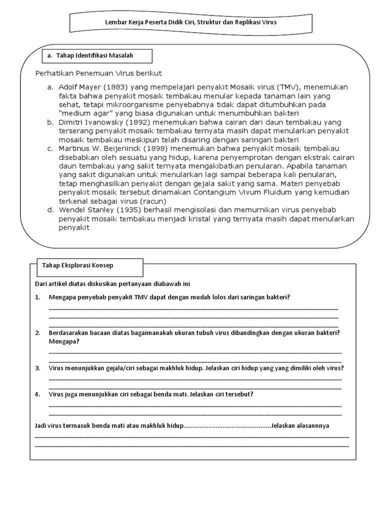 LKPD Pertemuan 1 Struktur Dan Replika Virus | PDF