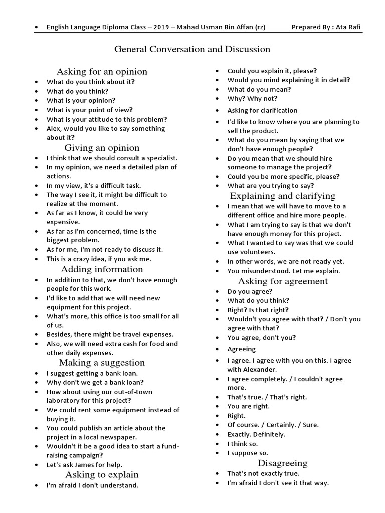 General Conversation and Discussion | PDF | Career & Growth | Language ...