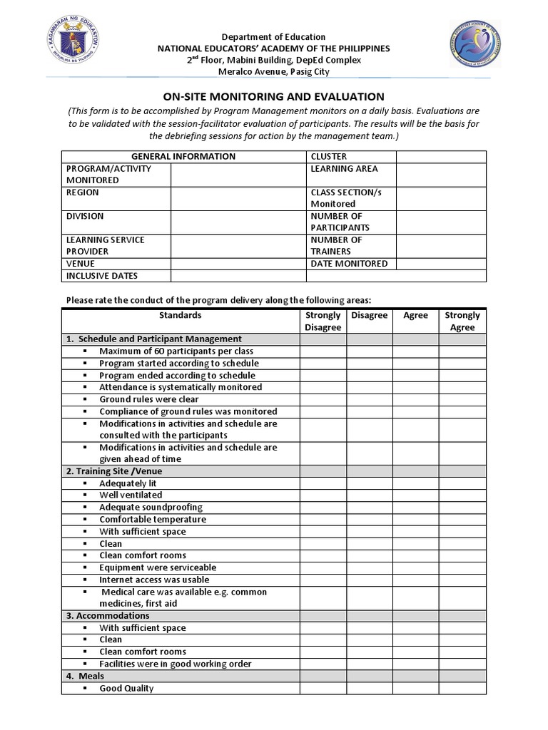On-Site Monitoring Form (Standard) | PDF | Business