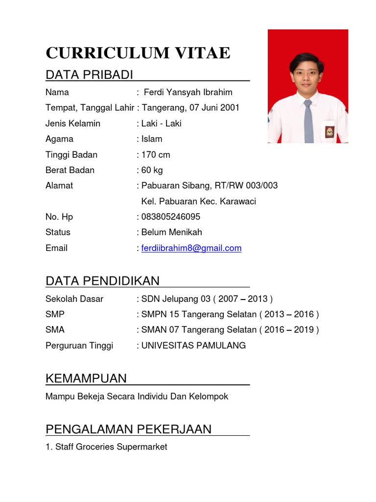 CV Ferdi & Faizal untuk HRD | PDF