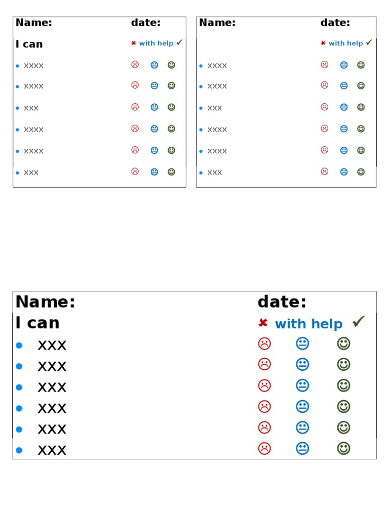 I Can Self Assessment Template | PDF