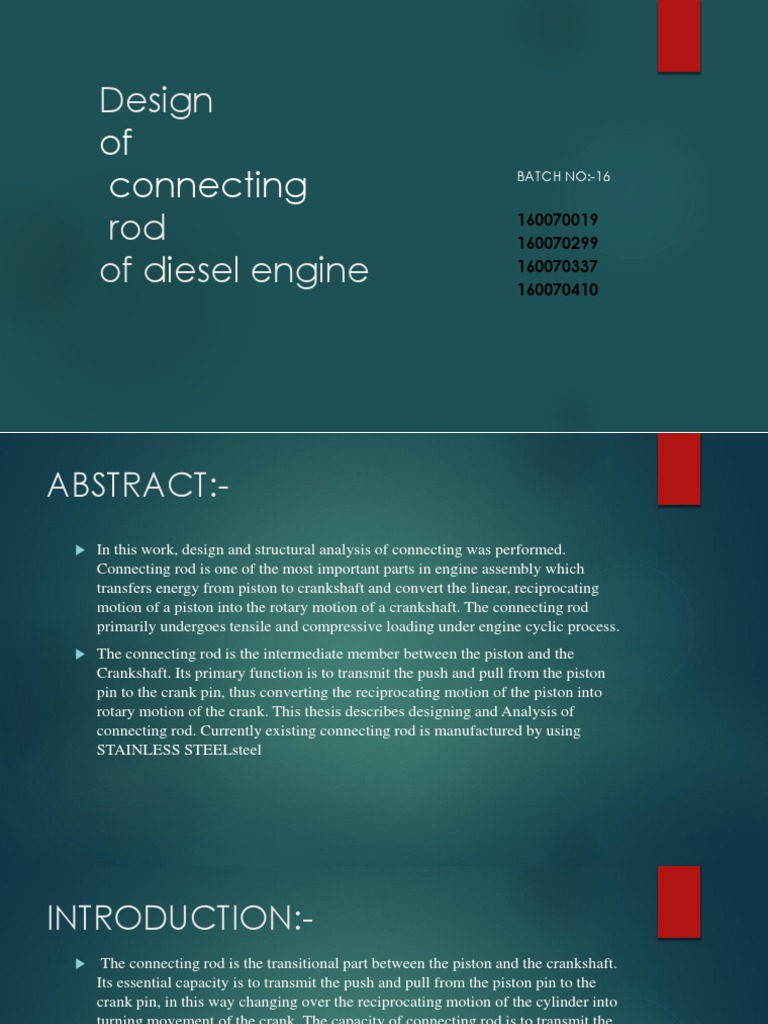 Design and Structural Analysis of a Connecting Rod for a Diesel Engine ...