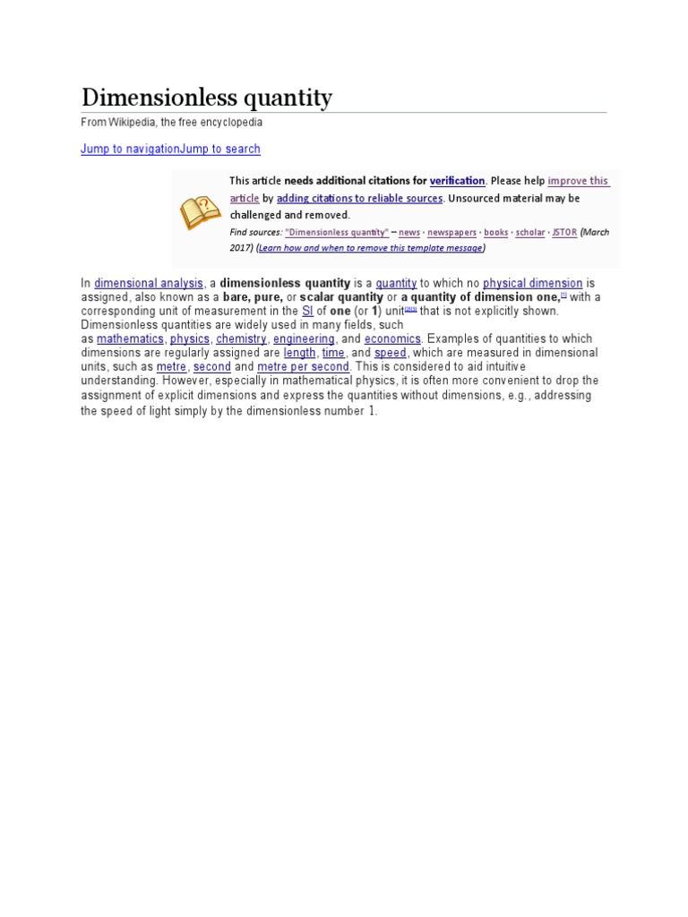 Dimensionless Quantity: Jump To Navigation Jump To Search | PDF ...