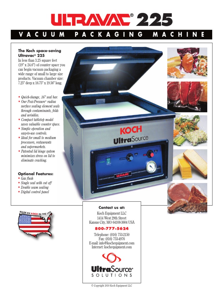 Vacuum Packaging Machine: The Koch Space-Saving Ultravac 225 | PDF ...