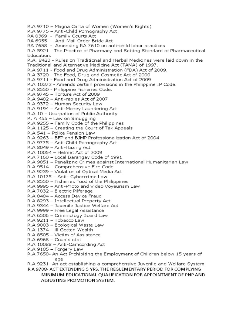 Lists of Republic Acts | PDF | Right To Silence | Witness