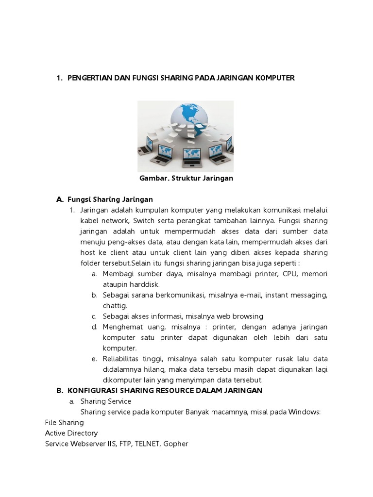 Pengertian Dan Fungsi Sharing Pada Jaringan Komputer | PDF