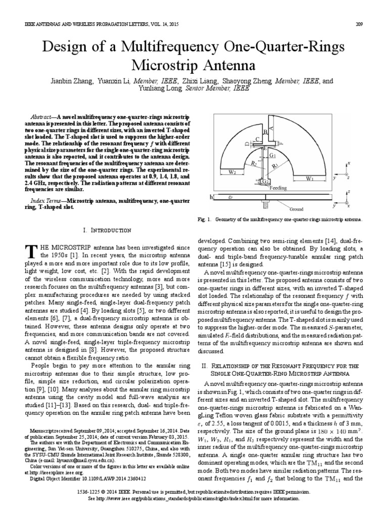 Multi Frequency Microwave Antenna | PDF | Antenna (Radio) | Electronics