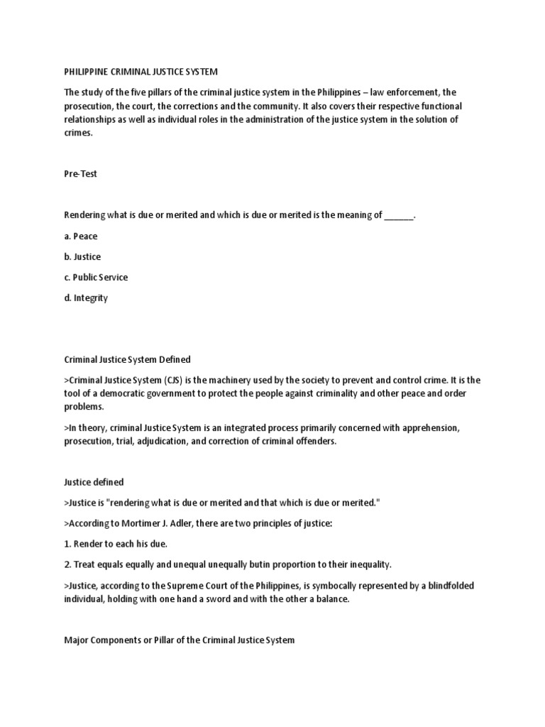 Philippine Criminal Justice System | PDF | Prosecutor | Criminal Justice