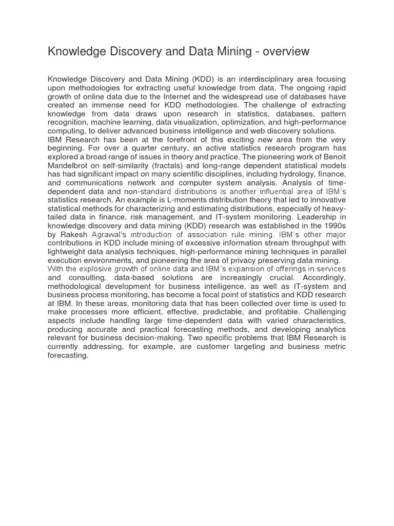 Knowledge Discovery and Data Mining | PDF | Data Mining | Data