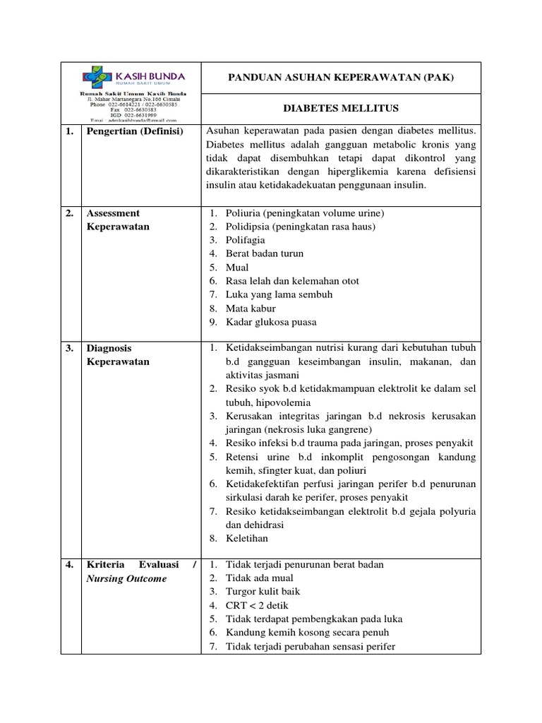 Panduan Asuhan Keperawatan-Dm | PDF