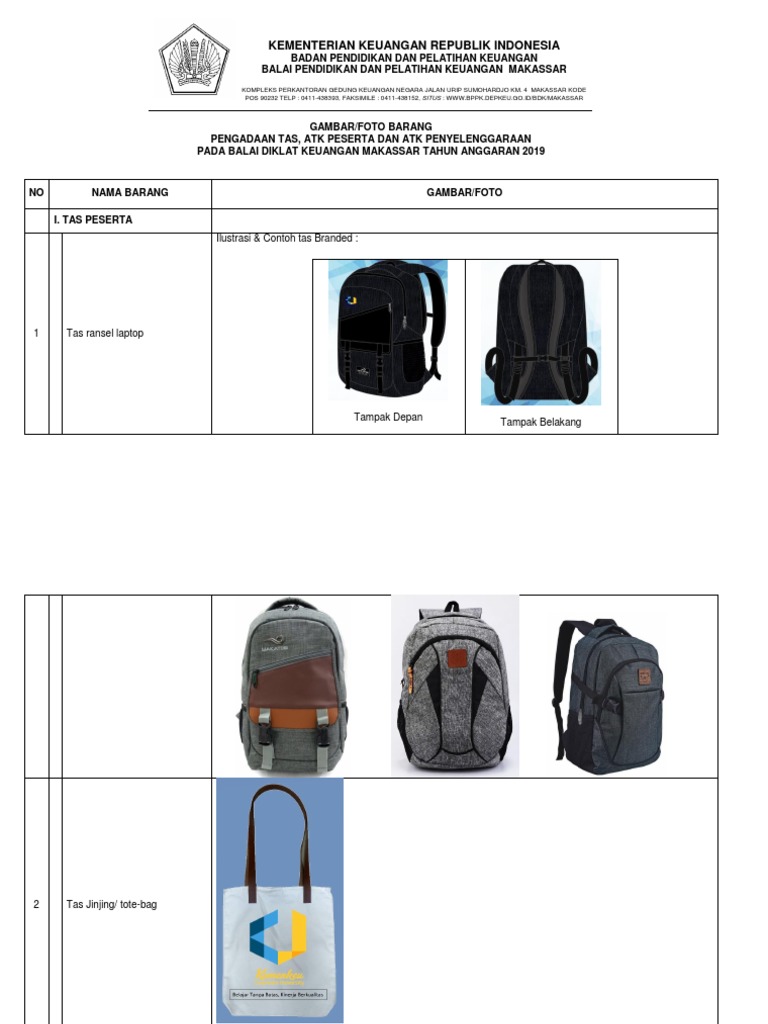 Spesifikasi Tas | PDF