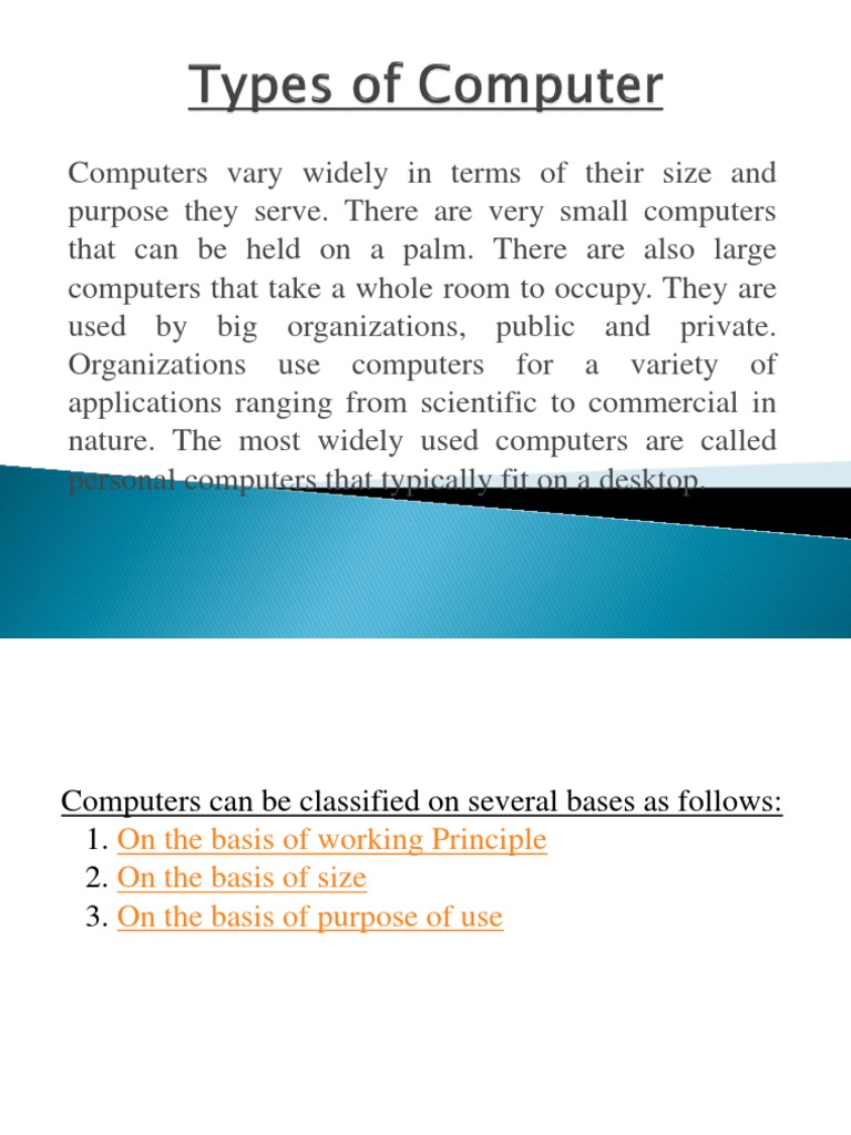 Type of Coputer | PDF | Microcomputers | Personal Computers