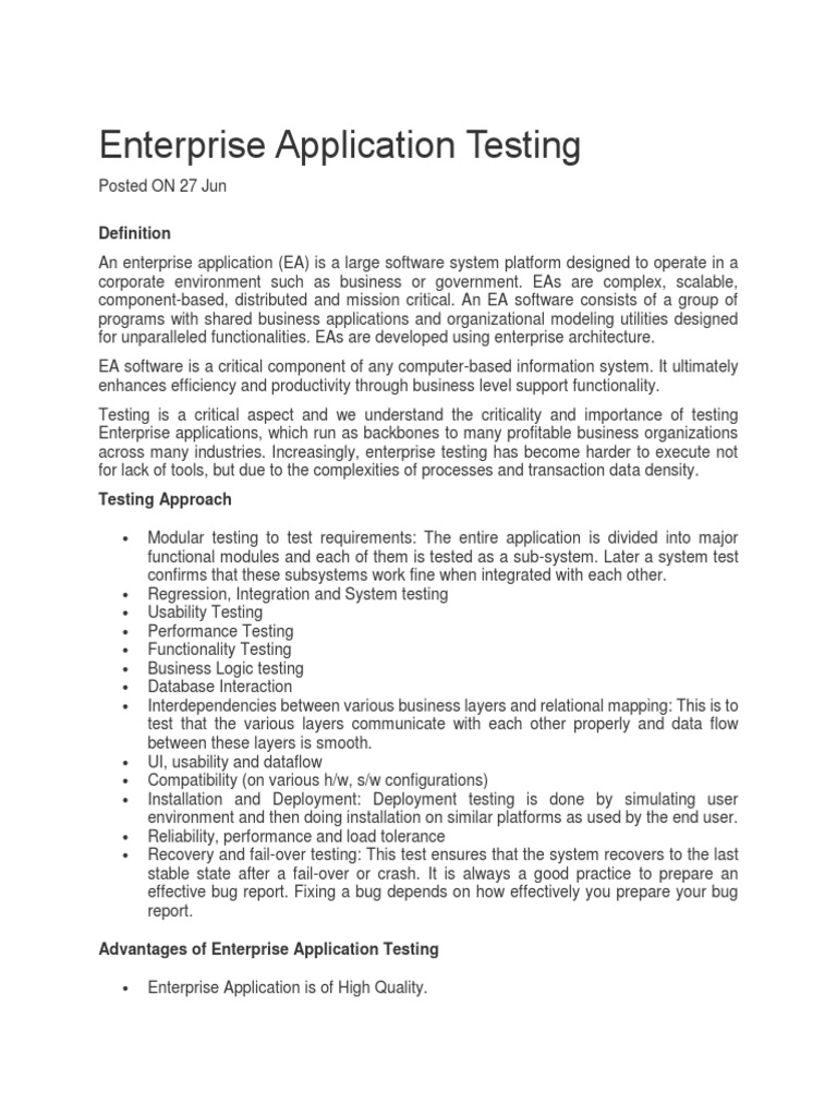 Enterprise Application Testing | PDF | Software As A Service | Cloud ...