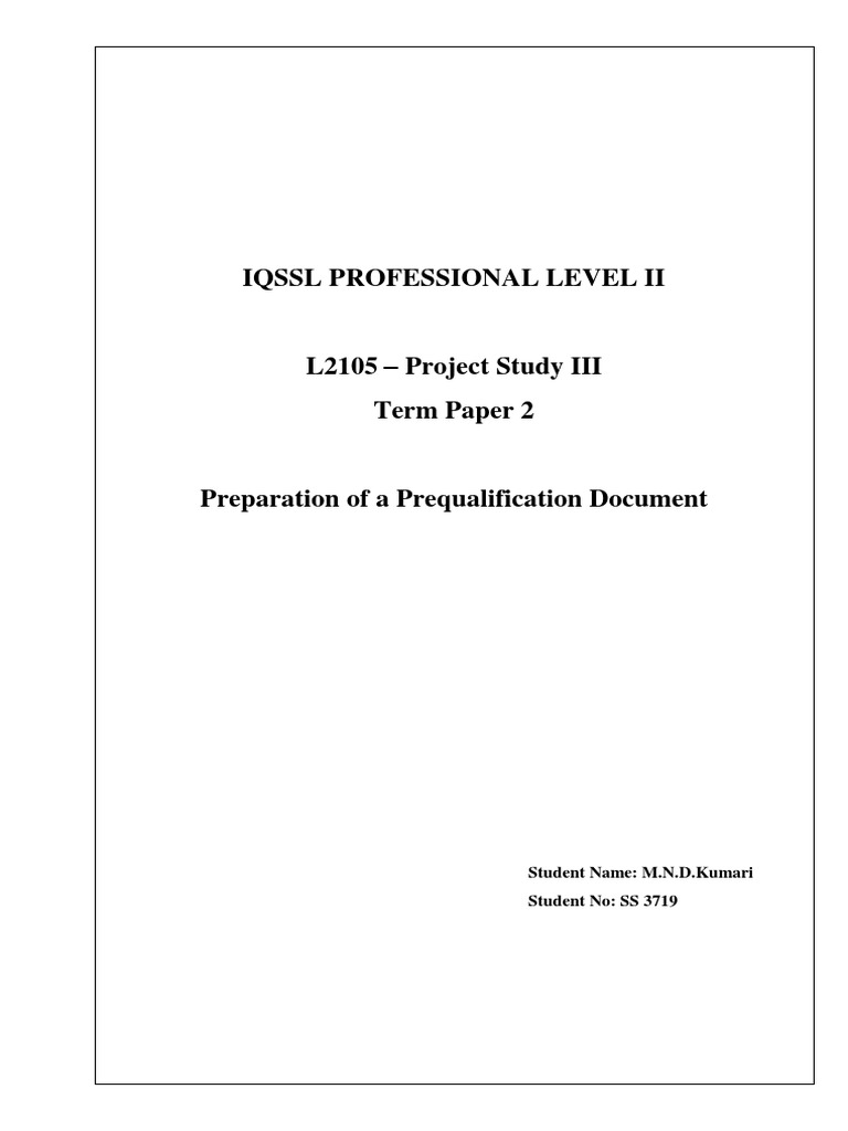 PRe Qualification | PDF | Evaluation | Procurement