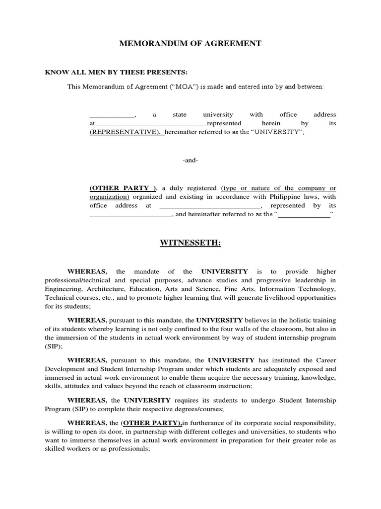 MOA - Template | Download Free PDF | Intellectual Property ...