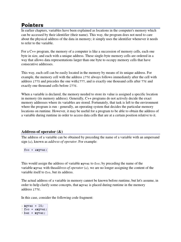 Pointers: Address-Of Operator (&) | PDF | Pointer (Computer Programming) | Data Type