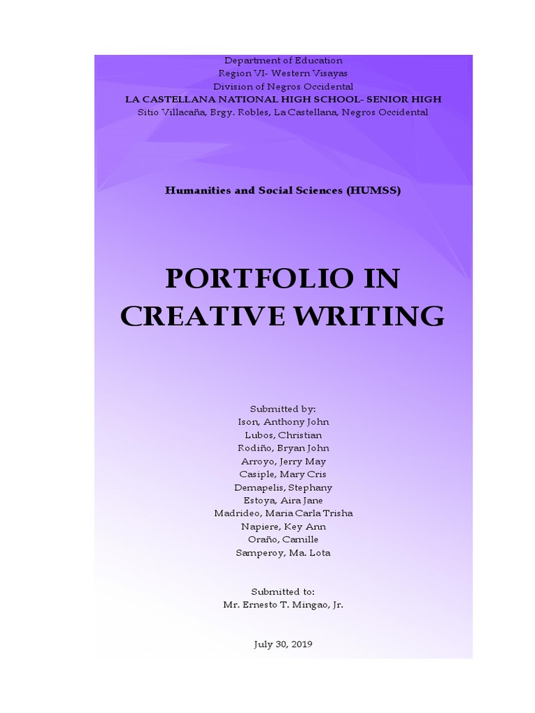 Portfolio in Creative Writing: Humanities and Social Sciences (HUMSS) | PDF