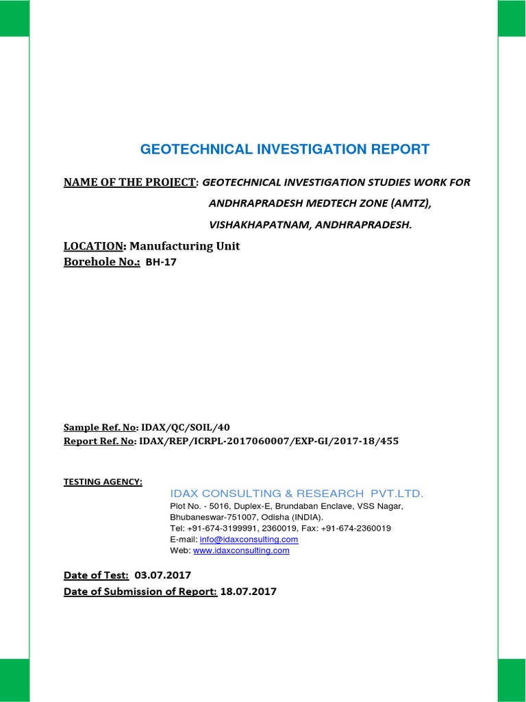 Geotechnical Investigation Report: Name of The Project: Geotechnical ...