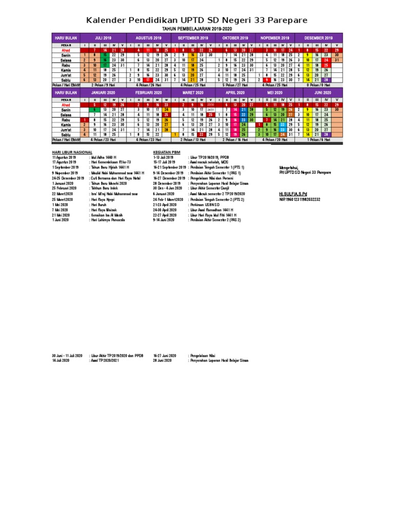 Kalender Pendidikan 2019-2020 | PDF