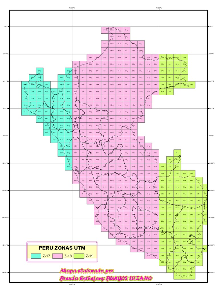 Mapa Elaborado Por Brenda Esthefany BURGOS LOZANO: Peru Zonas Utm | PDF