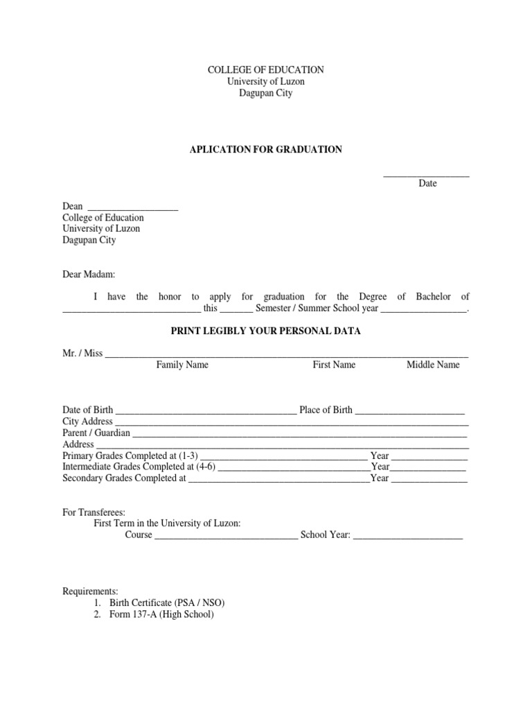 Aplication For Graduation | PDF