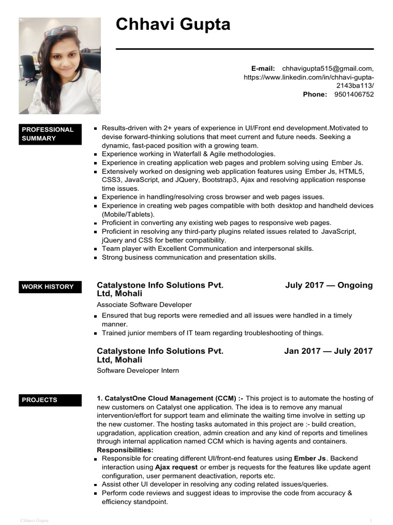 0 Chhavi Gupta Resume PDF | PDF | Java Script | J Query