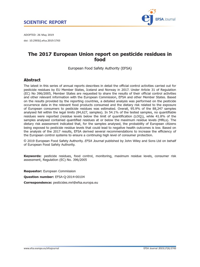 (EFSA) 2019 EFSA - Journal | PDF | European Commission | Organic Foods