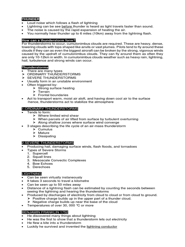 Thunder and Lightning | PDF | Thunderstorm | Lightning