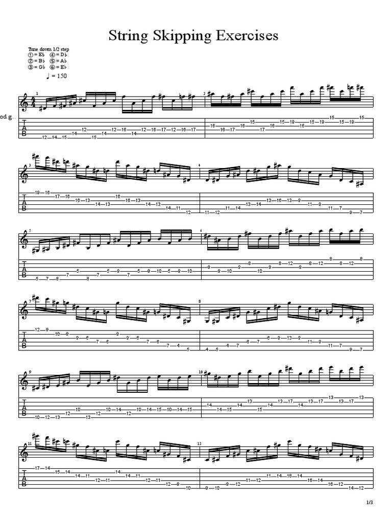 String Skipping Exercises | PDF | String Instruments | Guitar Family Instruments